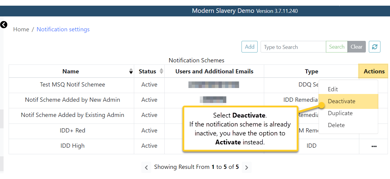 Managing Notification Schemes – Ethixbase360