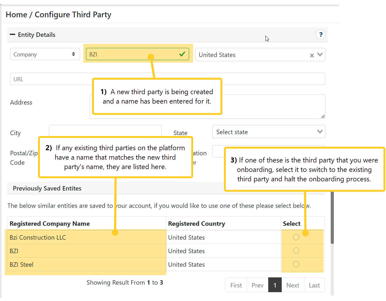 Onboarding a Third Party - Duplicate Detection – Ethixbase360