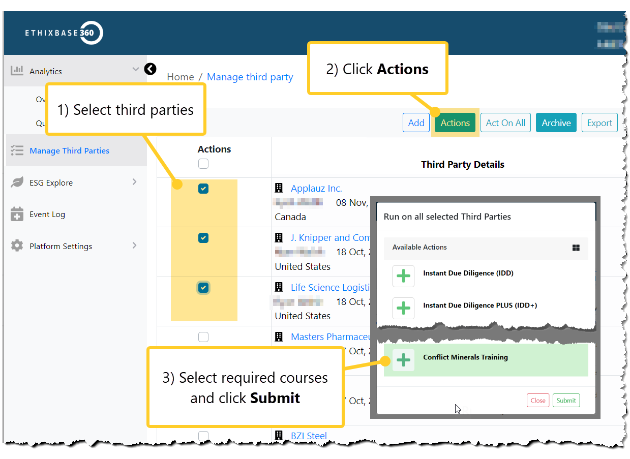 Ordering Training for Your Third Parties – Ethixbase360