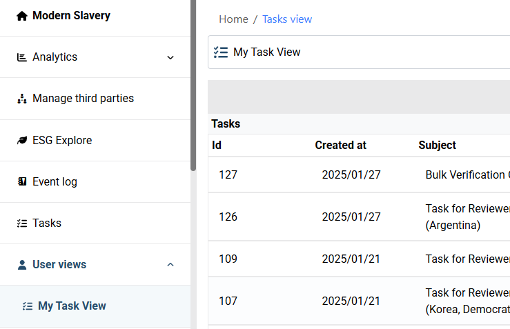 User defined task views – Ethixbase360