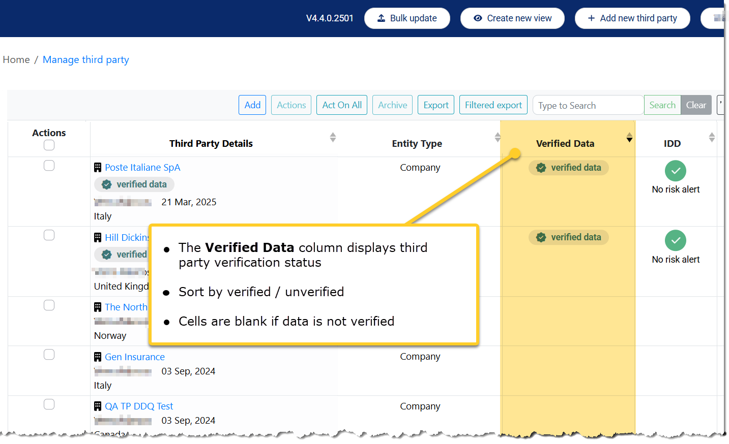 Auto-Verifying Third Party Details – Ethixbase360