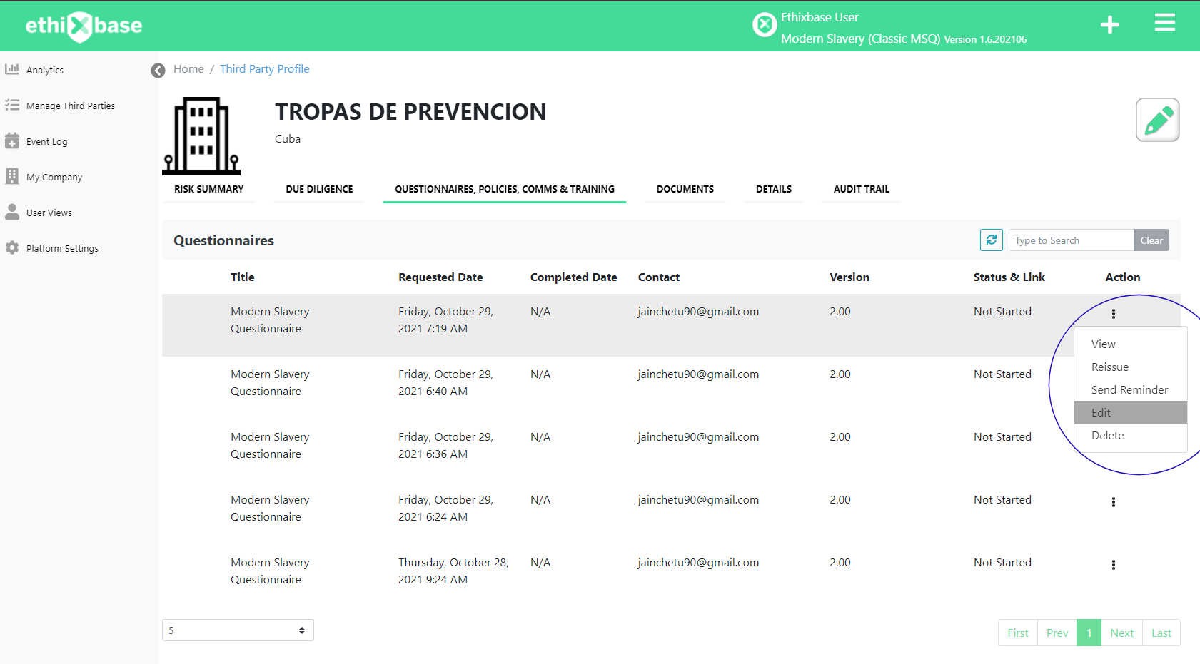 What states can a Due Diligence Questionnaire (DDQ) be in, and what do ...