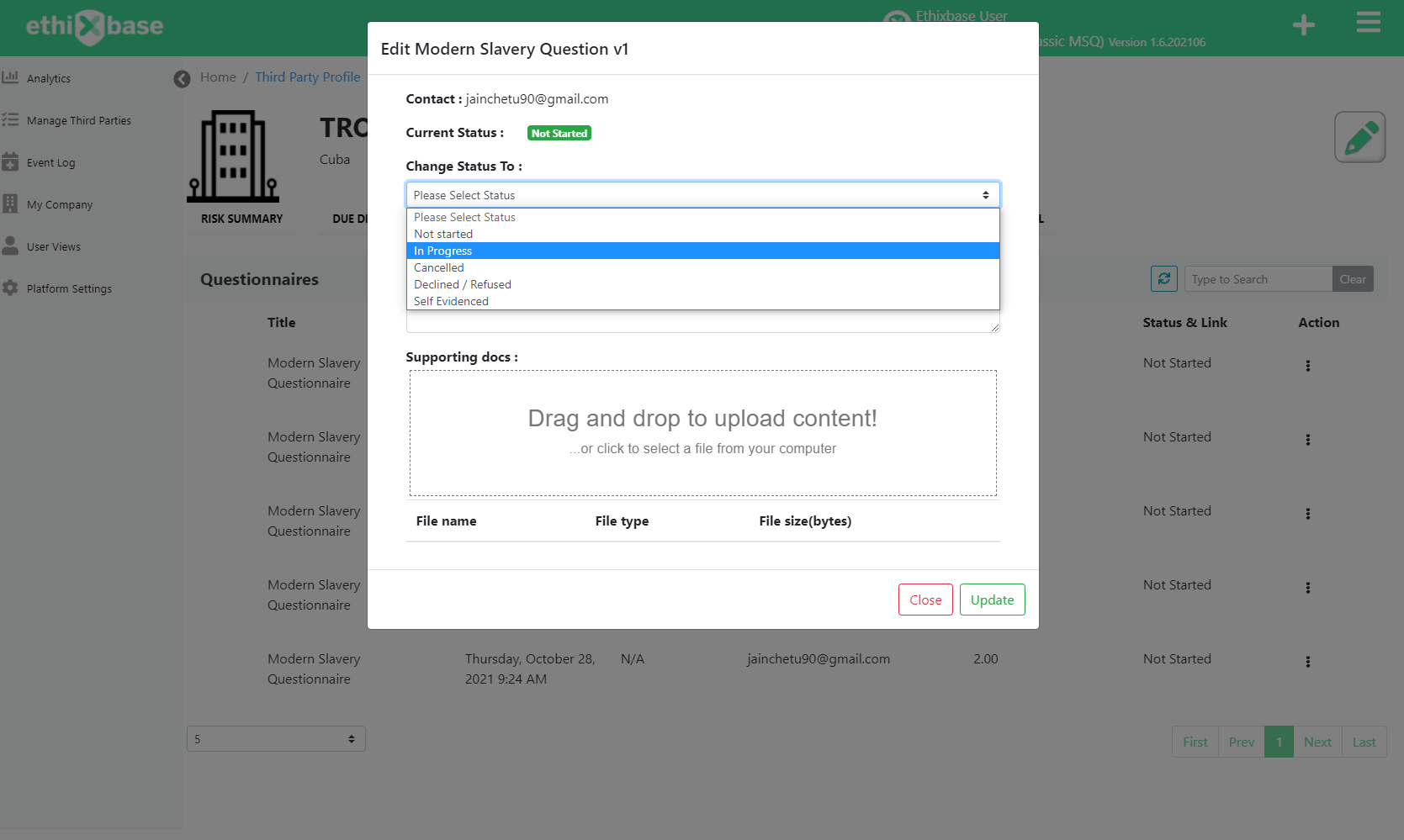 What states can a Due Diligence Questionnaire (DDQ) be in, and what do ...